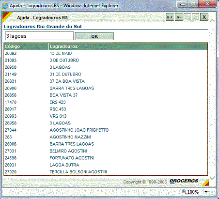 Ajuda - Logradouros RS